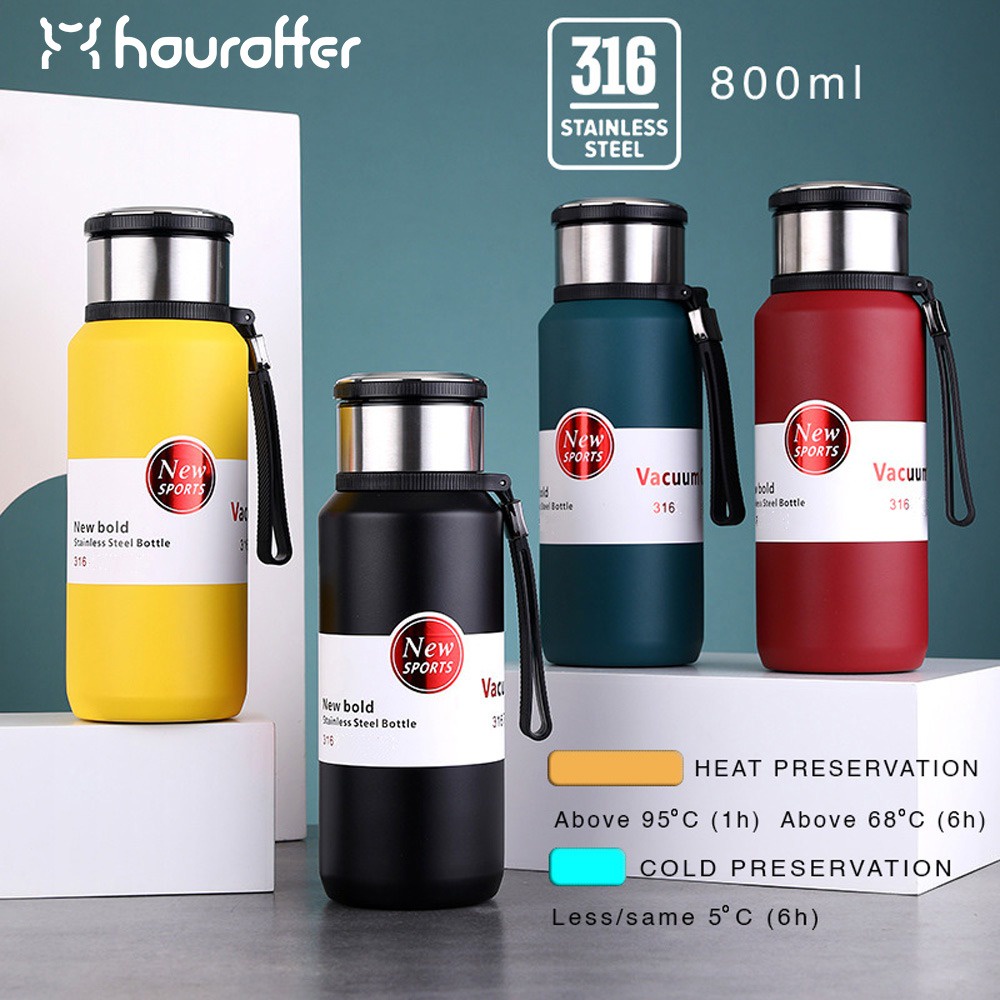 Jual Houroffer Botol Thermos Stainlees SUS 316 Vacuum Flask HF-900 With Strainer tea Handle ...