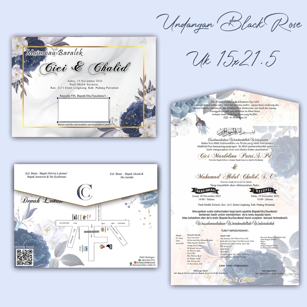 Jual Undangan Pernikahan Model Amplop Design Black Rose | Shopee Indonesia