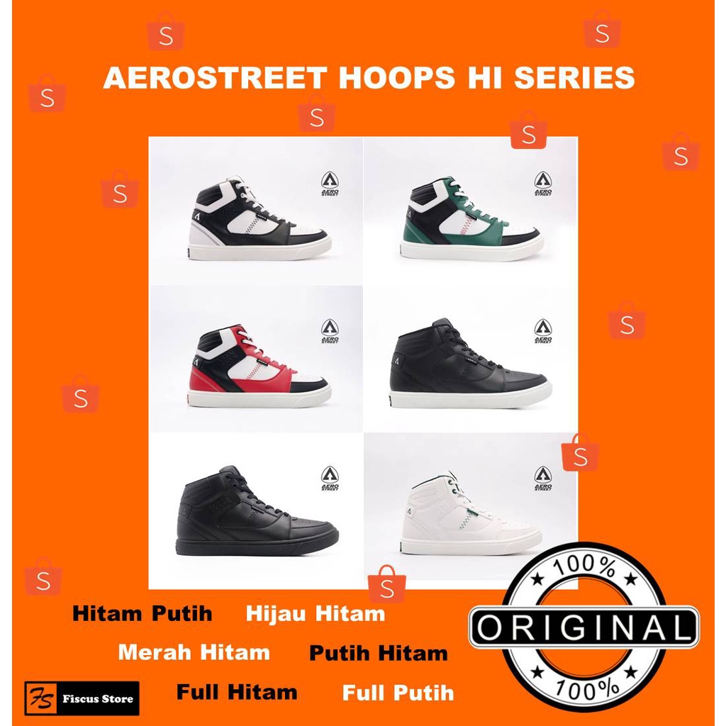Jual [ORIGINAL] AEROSTREET Hoops High Hitam Putih / Hijau Hitam / Merah ...