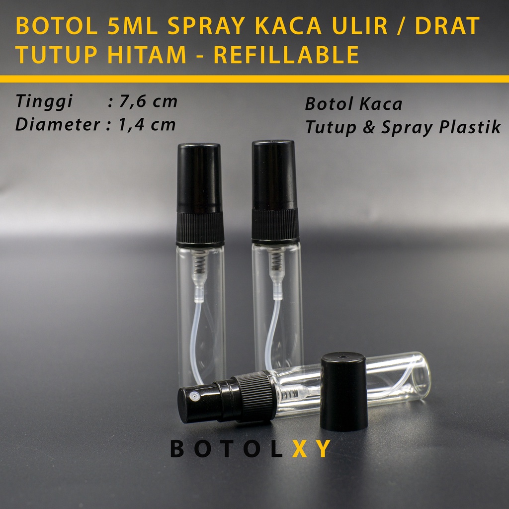Jual Botol Spray Kaca 5ml Refill Parfum Vial Travel Size Decant TUTUP ...