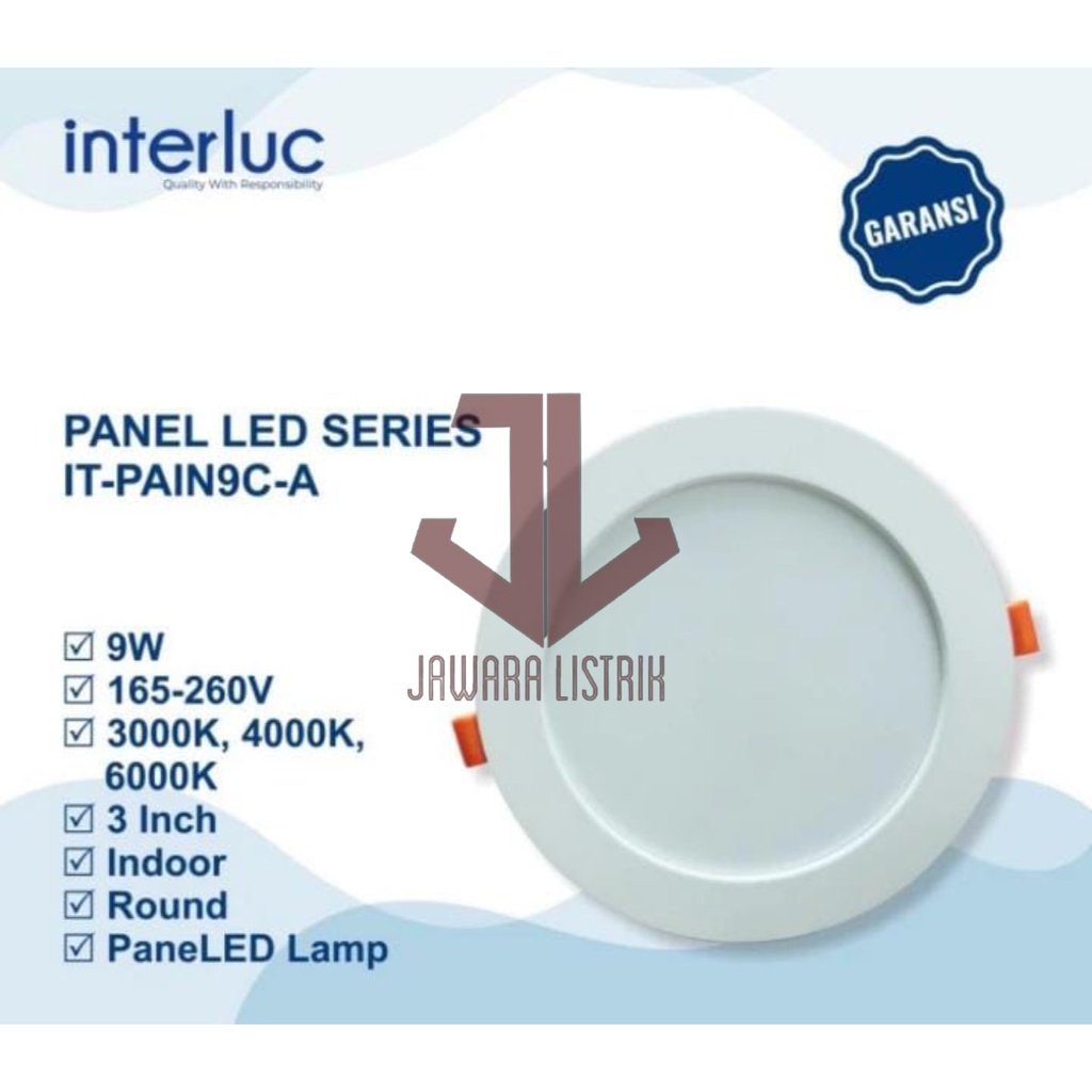 Jual INTERLUC DOWNLIGHT LED PANEL 9 WATT 9W INBOW NO FLICKER NO UV/IR ...
