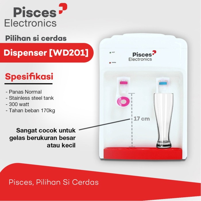 Jual Dispenser Panas Normal Pisces Electronics WD201 Dispenser Tahan 170Kg DISCON | Shopee Indonesia