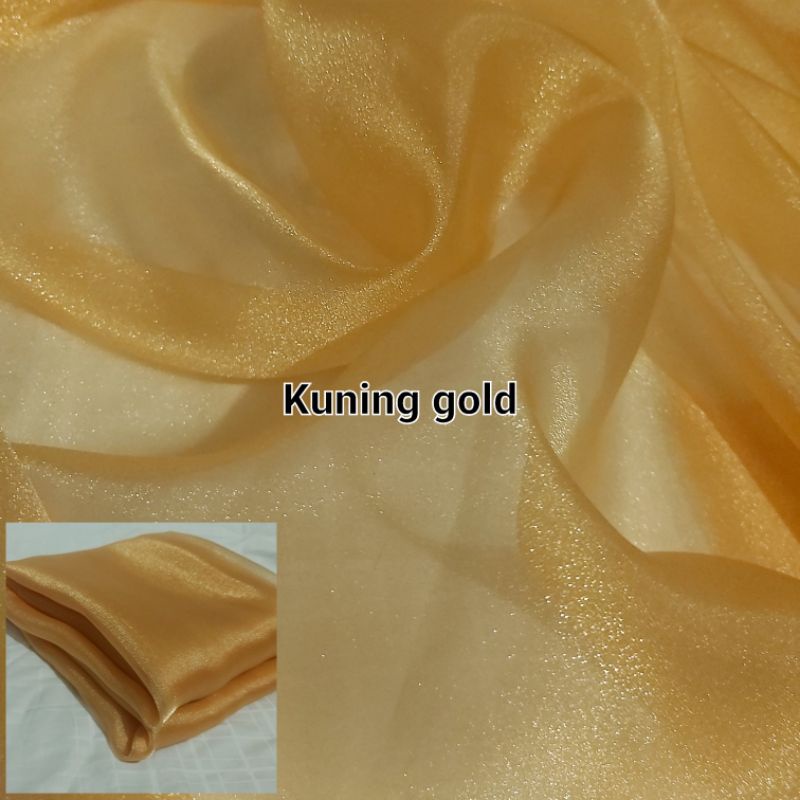 Jual kain organza pasir/crinkle metalik/sparle gliter/organza crystal ...