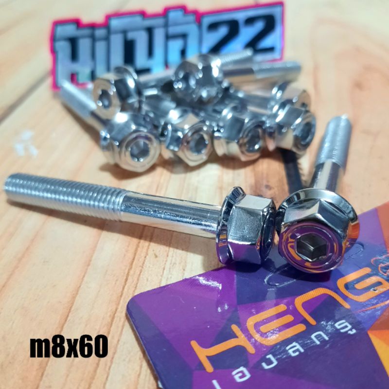 Jual baut 12 probolt 8x60 stainless model 2 kunci HEXAGON original Heng Thailand panjang 60 mm ...