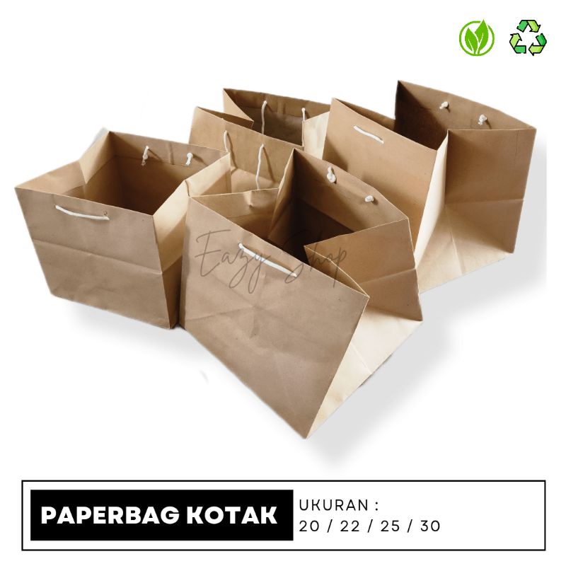 Jual Paper Bag Kotak Polos Coklat | 20x20 22x22 25x25 30x30 | Goodie ...