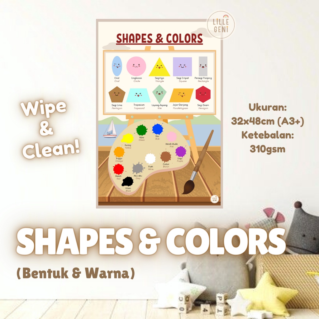 Jual (LGN) SHAPES & COLORS (Warna & Bentuk) - Wipe Clean! Poster ...