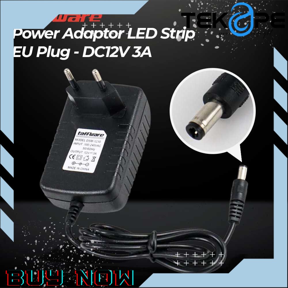 Jual Taffware Power Adaptor LED Strip EU Plug DC12V 3A - DSM-1230 ...