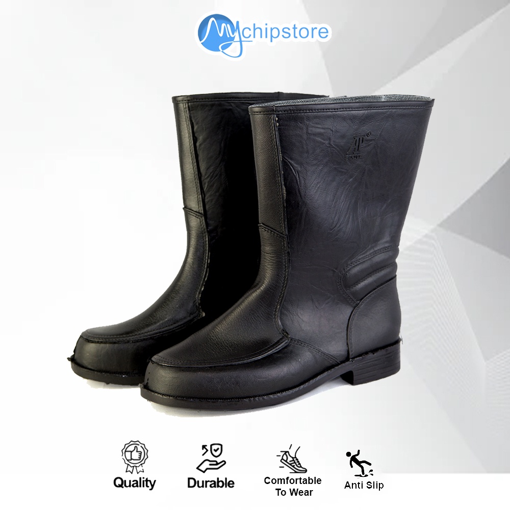 Jual Sepatu Boots Karet Panjang Hitam AP 3 KULIT | Shopee Indonesia