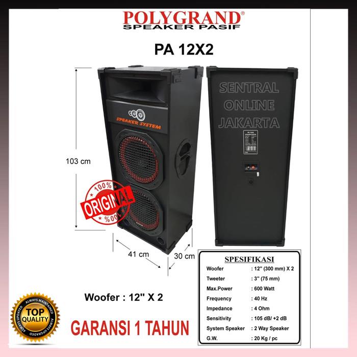 Jual SPEAKER 12" PASIF PA12x2 POLYGRAND DOUBE SPEAKER 12 inch 12inch ...