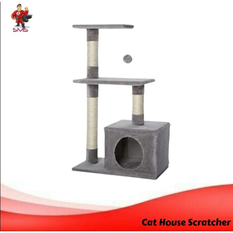 Jual Cat Condo House Tree Scratcher Box Garukan Kucing Lonceng | Shopee ...