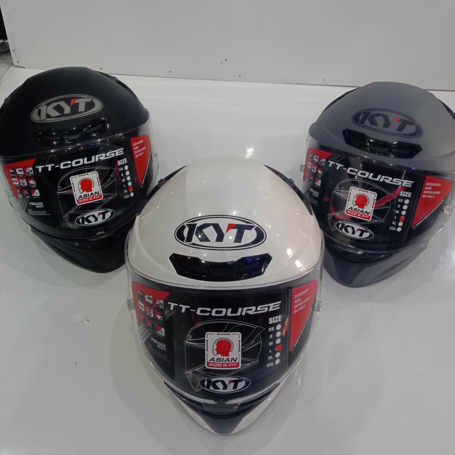 Jual Helm KYT TT Course Solid Hitam Doff Putih Gorila Grey | Shopee ...