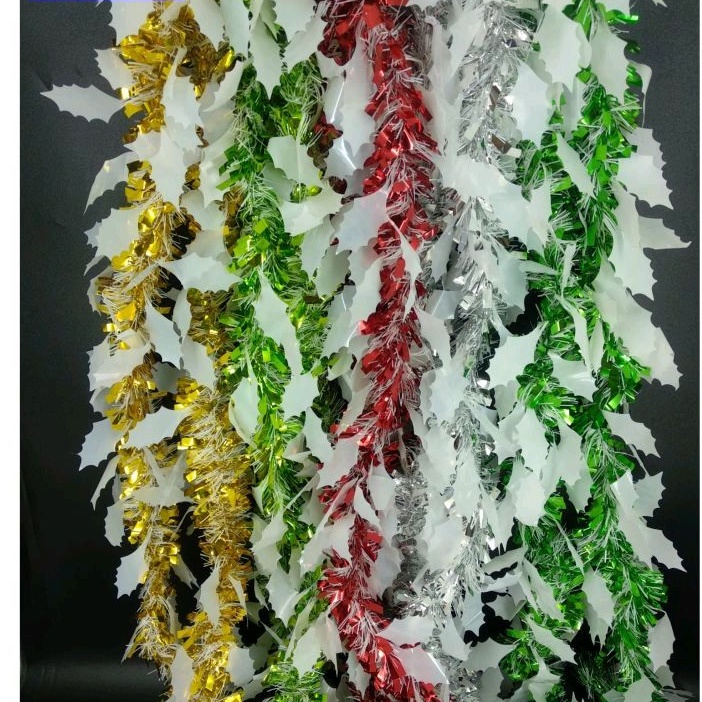 Jual SLINGER XMAS TEBAL DAUN PUTIH/PR893/TINSEL/HIASAN POHON NATAL ...