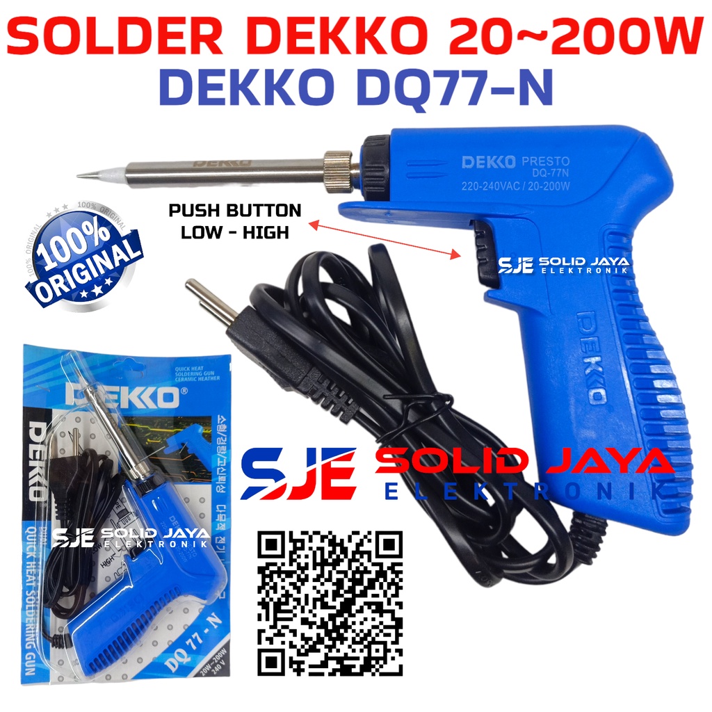 Jual SOLDER DEKKO DQ77-N 20W 200W SOLDER TEMBAK GUN TEMBAKAN SOLDERING IRON DEKO DQ77 N DQ77N DQ ...