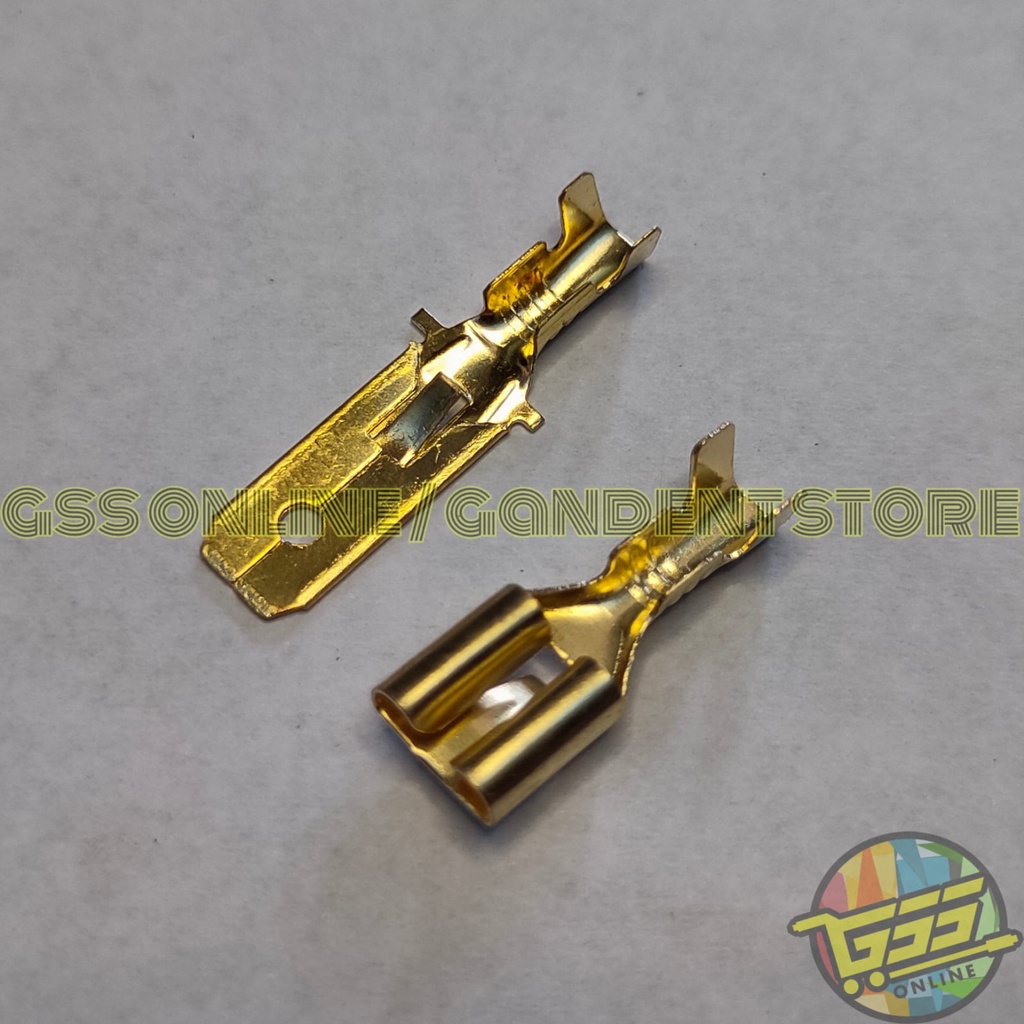 Jual Skun Sekun Terminal Kabel Gepeng Male Female Kuningan Besar 6mm ...