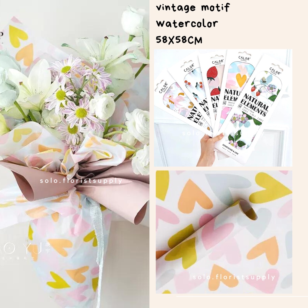 Jual WRAPPNG PAPER VINTAGE MOTIF WATERCOLOR Kertas Kado Lucu Eceran ...