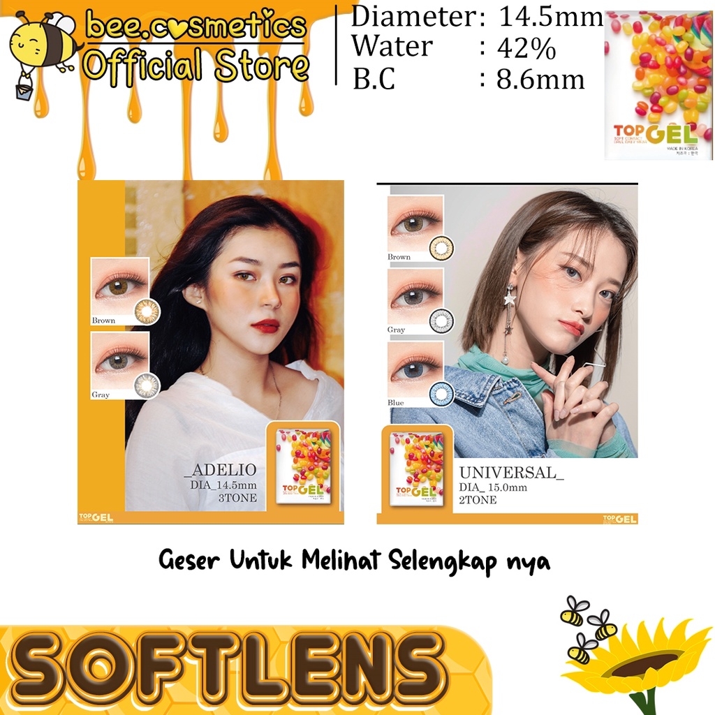Jual SOFTLENS TOP GEL SERIES ALL VARIAN ( UNIVERSAL 15.0MM / ADELIO 14.5MM / MOONLIGHT 14.5MM ...