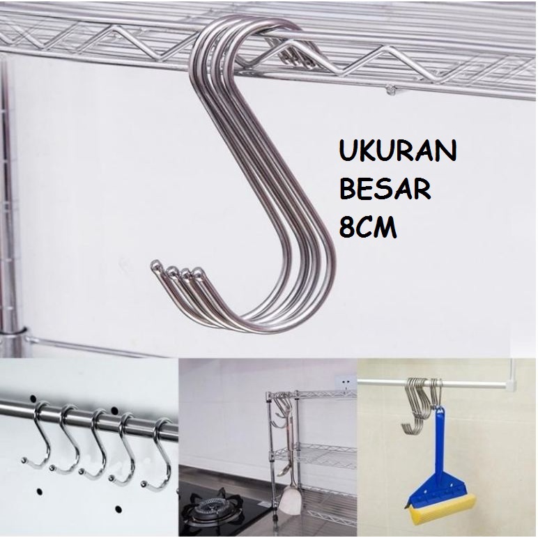 Jual Hook S Gantungan Kait Barang Pengait Gantung Stainless Cantolan ...