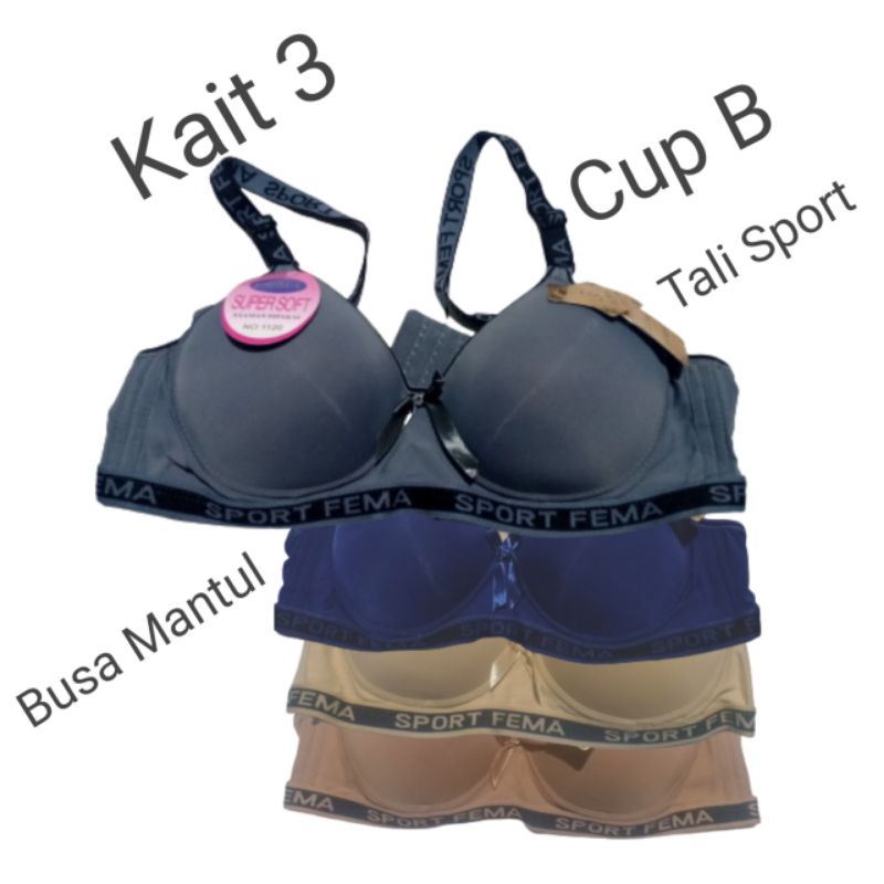 Jual BRA SPORT BUSA fema kait tiga cup B bahan halus Bh gaixin belang ...