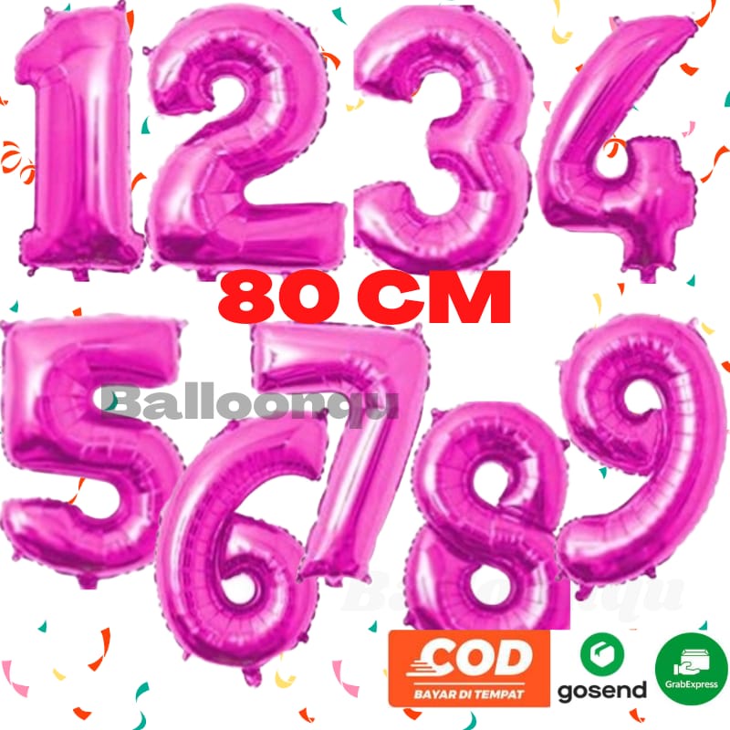 Jual [80CM] BALON ANGKA PINK 0-9 / BALON ANGKA HURUF JUMBO | Shopee ...