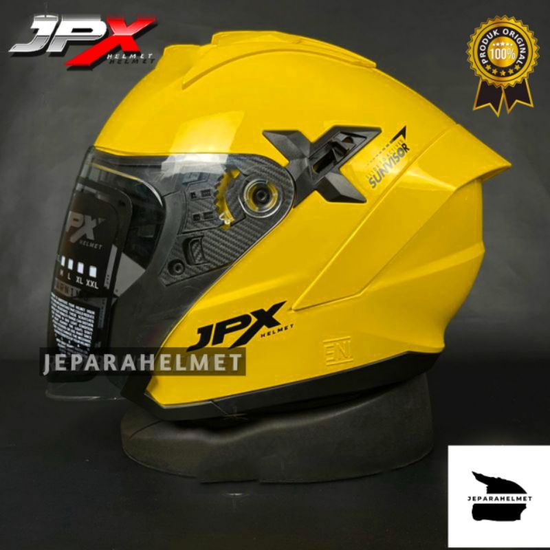 Jual Helm JPX Nova X Half Face Solid Double Visor Yellow Kuning Lemon ...