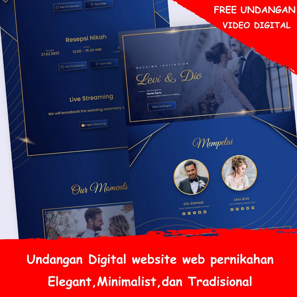 Jual Undangan Digital Website Web Pernikahan Cantik,Floral,Elegan,Unik ...