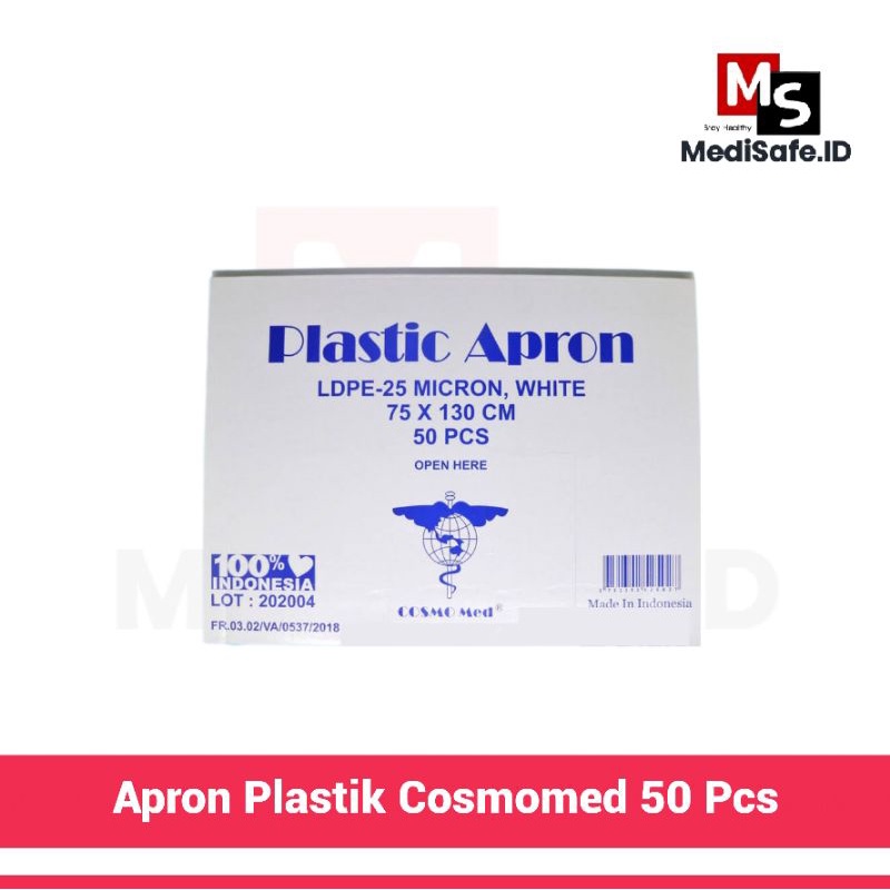 Jual Apron Plastik Medis 75 x 130cm Tebal 30 Micron Cosmomed Box 50 Pcs ...