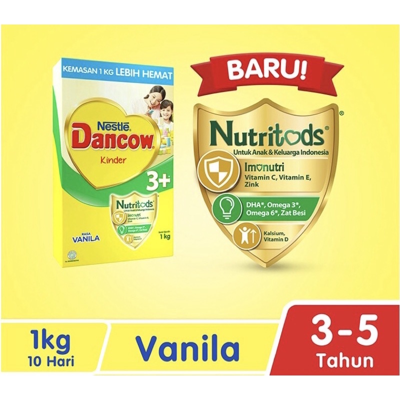 Jual Nestle Dancow 3+ dengan Nutritods Susu Pertumbuhan Rasa Vanila 3-5 ...