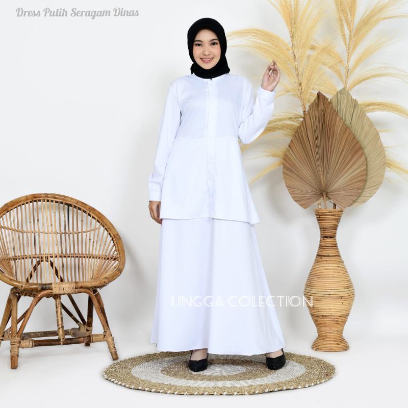 Jual Dress Putih Polos Katun Toyobo Ori Size Jumbo | Shopee Indonesia