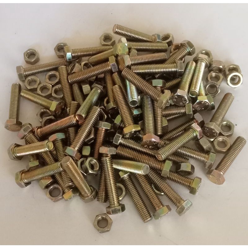 Jual Baut mur M8 × 40 kuning / Baut 12 kunci 12 ( 50 biji baut + 50 mur ...