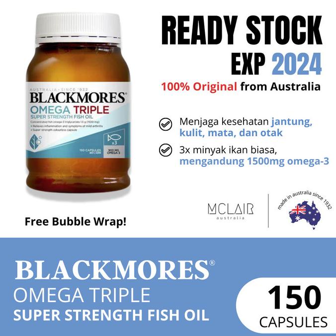 Jual BLACKMORES Omega 3 Triple Super Strength Fish Oil - 150 Capsules | Shopee Indonesia