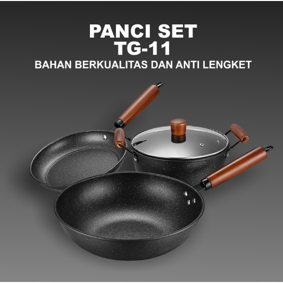 Jual Panci teflon set lengkap teflon Warna Cookware Frypan Saucepan ...
