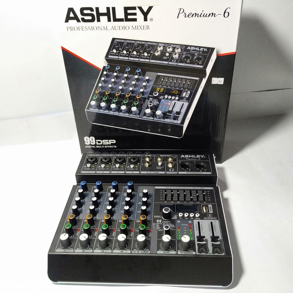 Jual Mixer Ashley Premium 6 Original 6 Channel Bluetooth - USB With Soundcard | Shopee Indonesia