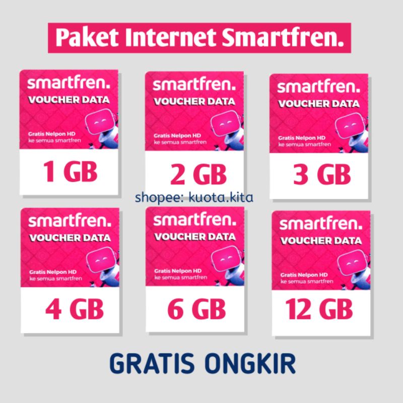 Jual Paket Internet Smartfren 1GB 2GB 3GB 4GB 6GB Voucher Smartfren 1GB ...