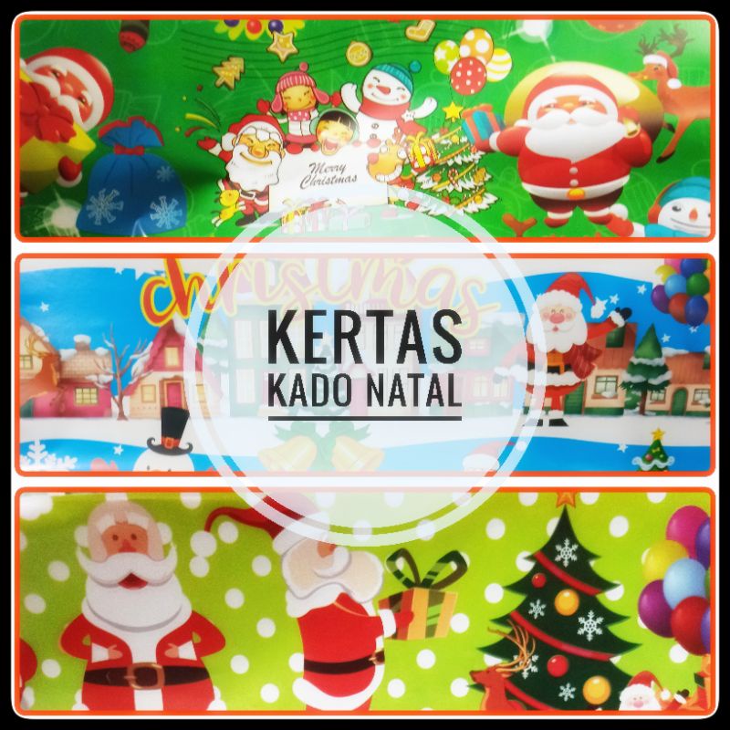 Jual Kertas kado natal / kertas kado christmas per 10 lembar | Shopee ...