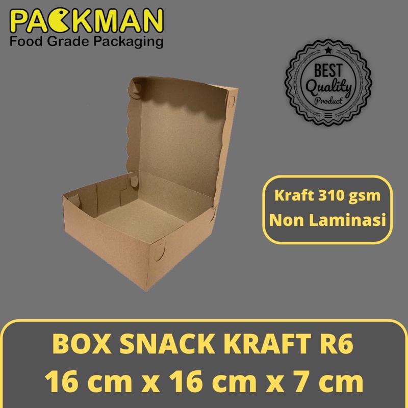 Jual BOX SNACK KRAFT R6 / DUS KUE 16x16 / KOTAK CAKE JAJANAN ROTI ...