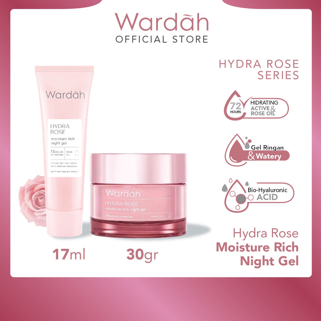 Jual Wardah Hydra Rose Moisture Rich Night Gel 17ml & 40ml | Shopee ...