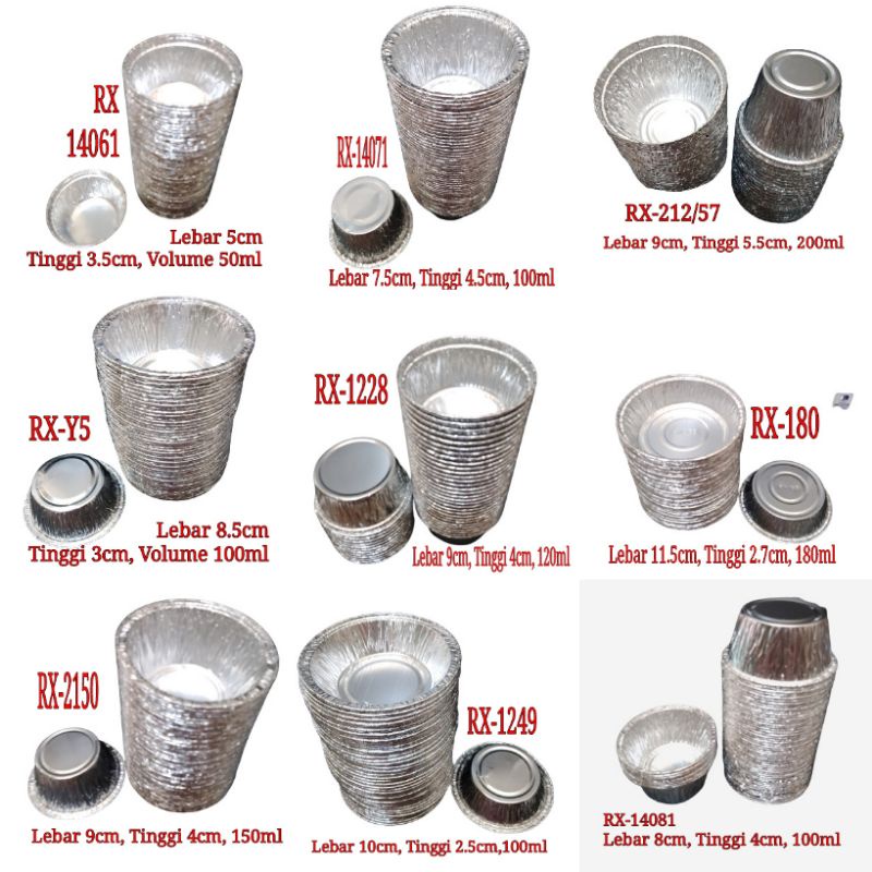 Jual 50pcs Tray Aluminium Foil Bulat Tanpa Tutup Lengkap Ukurannya ...
