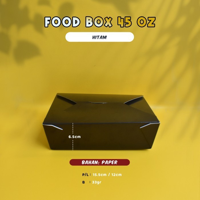 Jual FOOD BOX - KOTAK MAKAN KERTAS - KOTAK RICE BOX - HITAM - 45 OZ 1 ...
