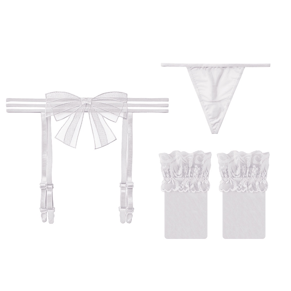 Jual Lingerie Sexy Transparan Busur G String Garter transparent Set ...