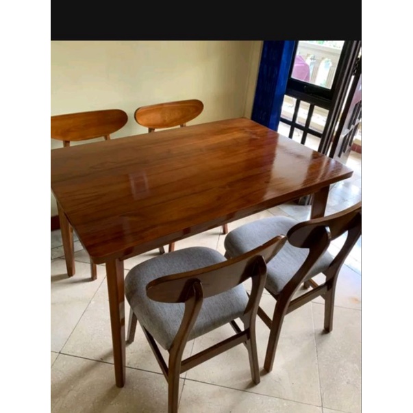Jual meja makan minimalis /Set Kursi Ropan/ meja makan kayu jati | Shopee Indonesia
