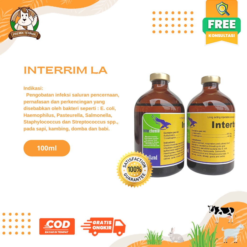 Jual INTERTRIM LA 100 ML - Antibiotik Hewan Spektrum Luas Long Acting ...