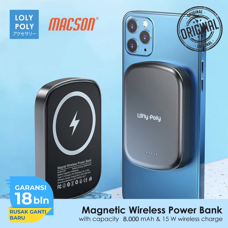 Jual Lolypoly Powerbank Magnet Wireless Charger 8.000Mah | Shopee Indonesia