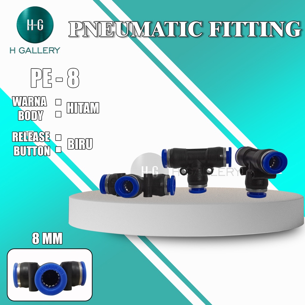 Jual PE-4, PE-6, PE-8, PE-10, PE-12 / PNEUMATIC FITTING / FITTING ANGIN / NEPEL SELANG | Shopee ...