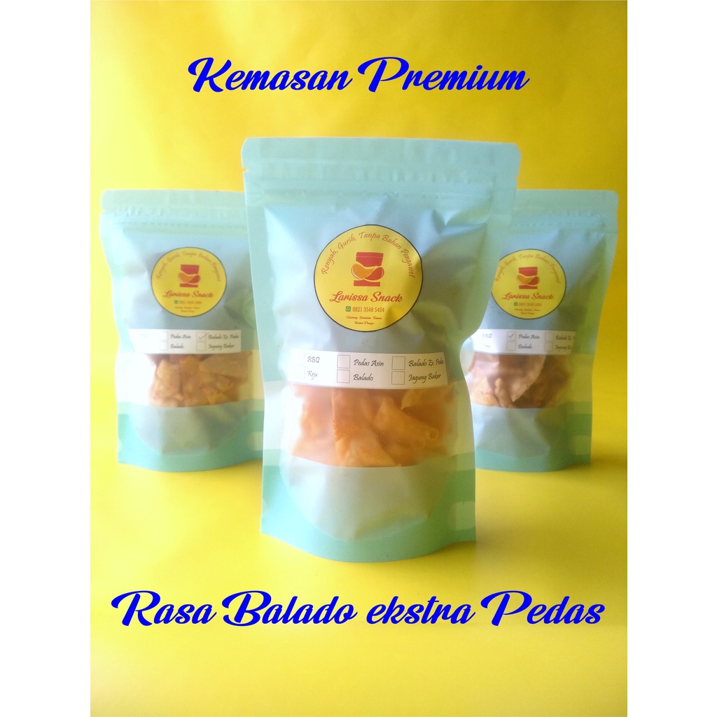 Jual Larissa Snacks Keripik Pangsit Rasa Balado Extra Pedas Kemasan ...