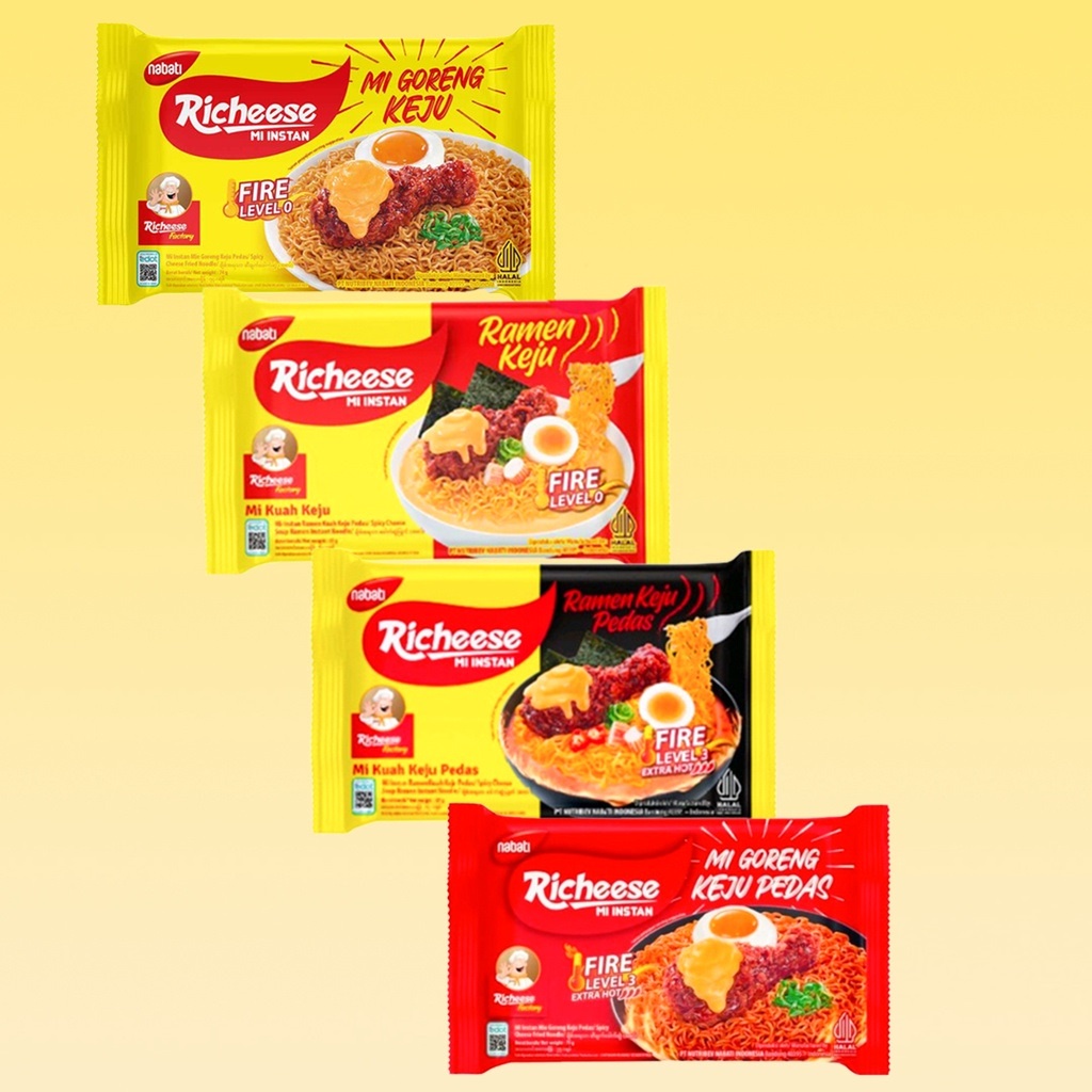 Jual (Ecer) Mie Instan Richeese { Mie Goreng Keju lv0 lv3 lv5 // Kuah ...