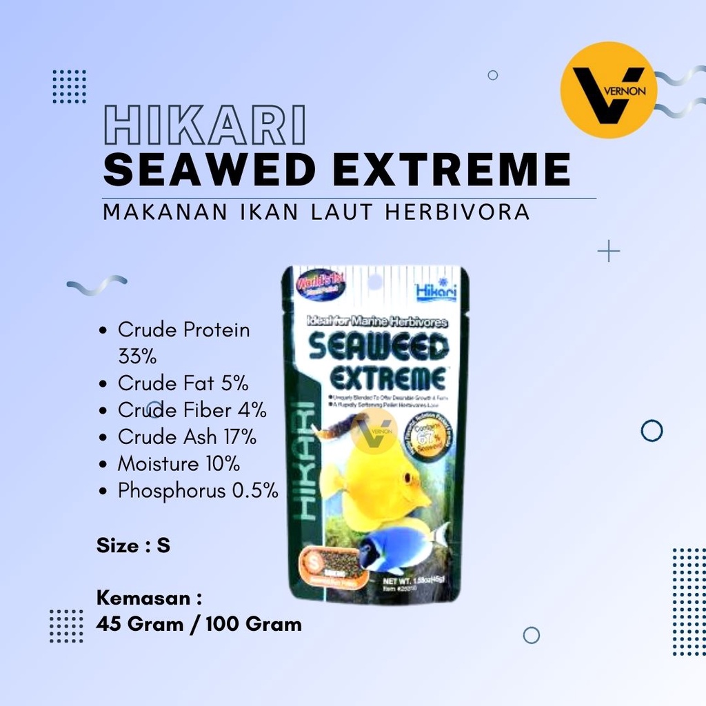 Jual Pelet Pakan Ikan Laut Herbivora HIKARI Seaweed Extreme S 45/100 ...