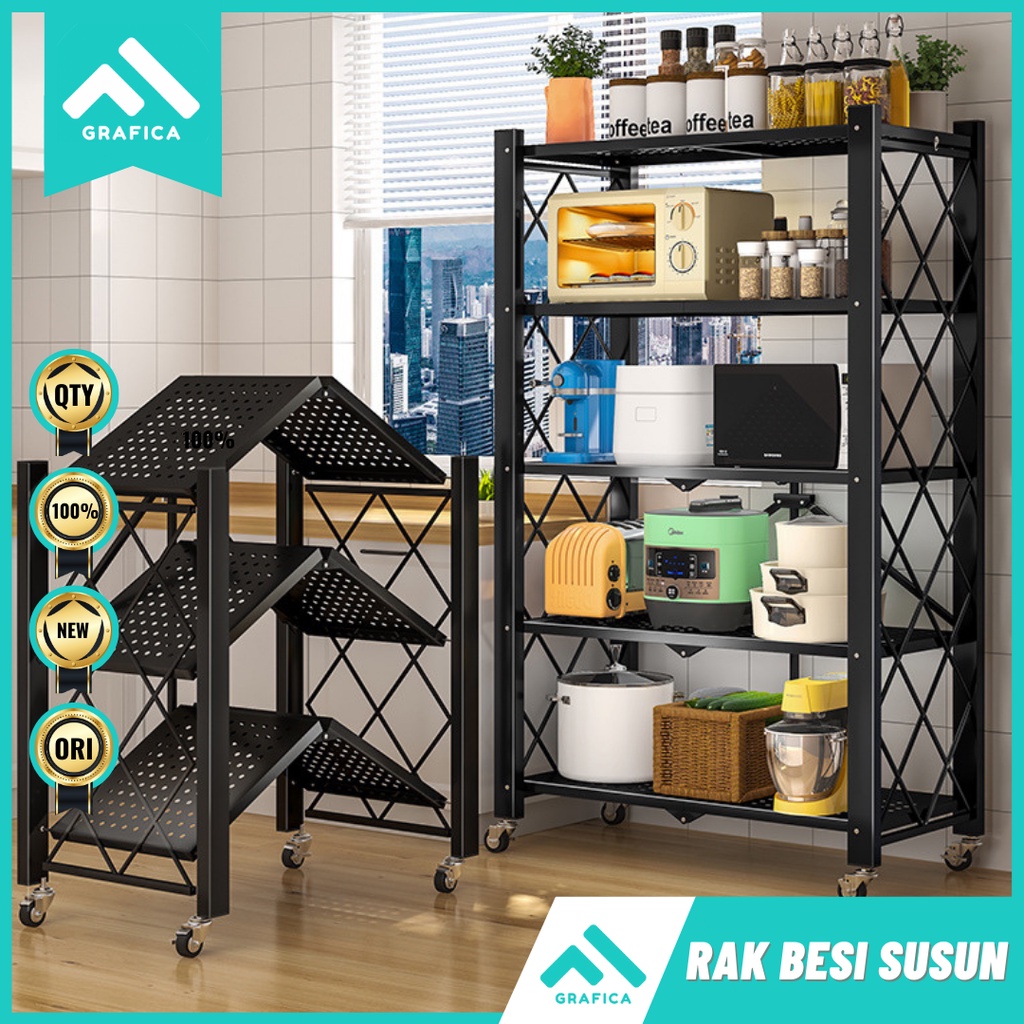 Jual RAK BESI 2 3 4 SUSUN TINGKAT LIPAT SERBAGUNA LEMARI RAK DAPUR ...