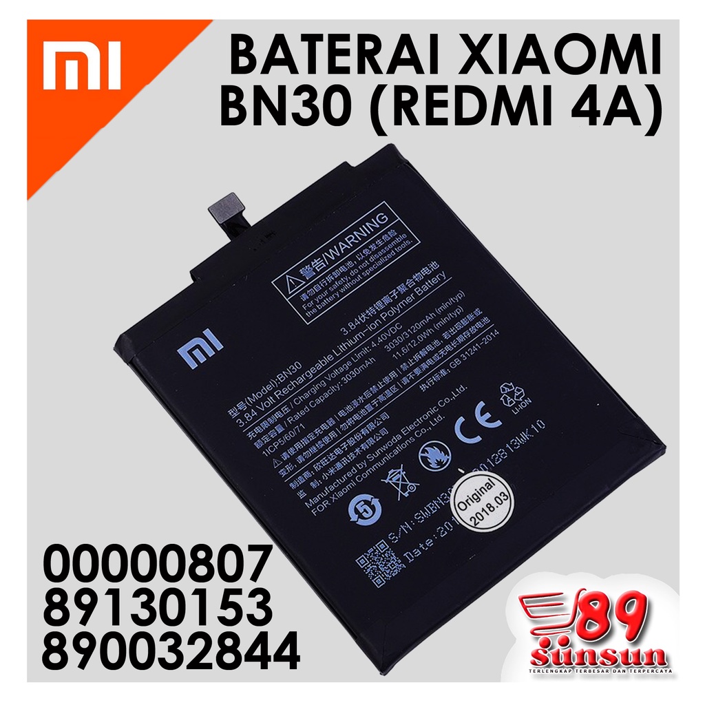 Jual BATERAI XIAOMI BN30 (REDMI 4A) | Shopee Indonesia