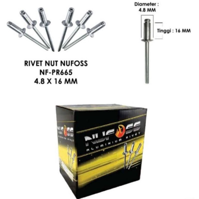 Jual Paku Rivet 665 Ecer 50pcs Ukuran 4.8mm x 16mm - Paku Ripet Nufoss ...