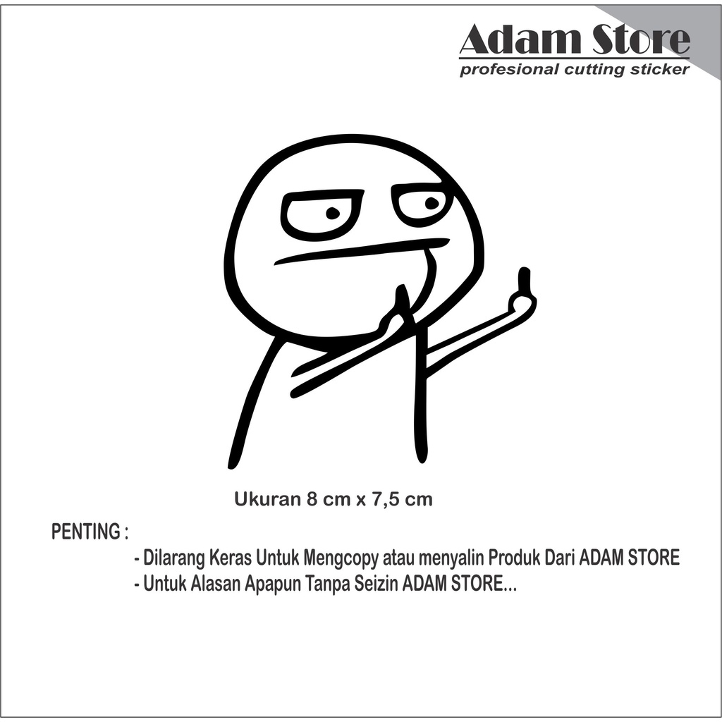 Jual Fuck01 Sticker Middle Finger Cartoon Lucu Mobil Laptop Motor